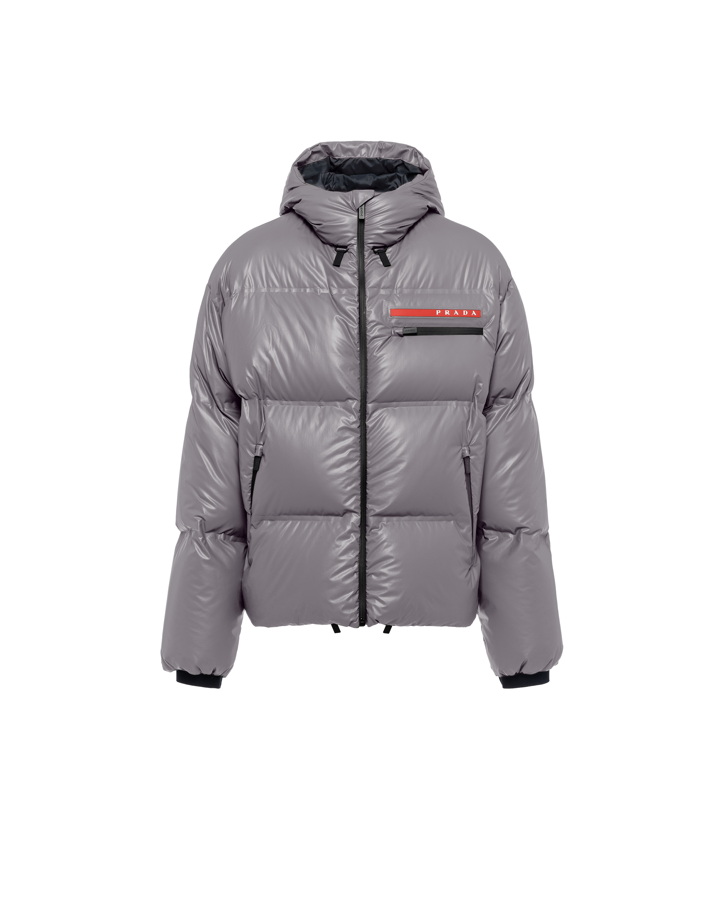 Prada Light Nylon Hooded Puffer Jacket - Iron Gray | Editorialist